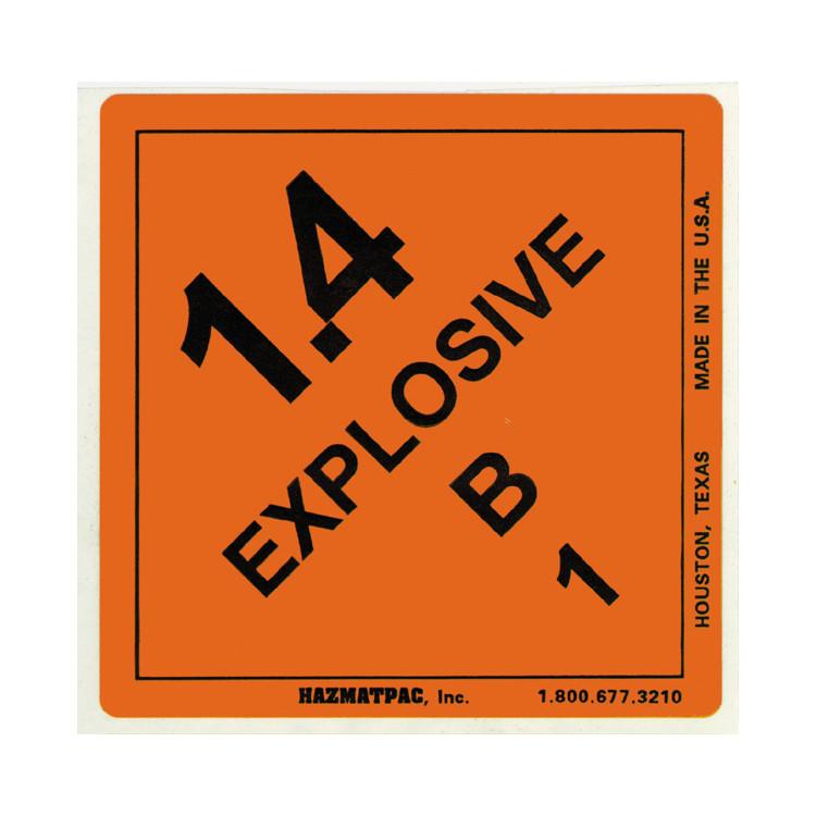 Explosive 1.4 B Paper Shipping Labels, 500/Roll » Hazmatpac